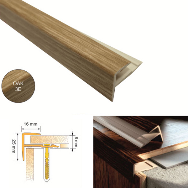 Buy Good Quality Push In UPVC Stair Nosing Profile for Stair Edge Trims